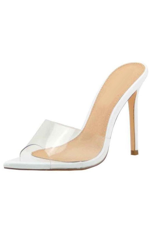 Gia Clear Pointy Toe Heels - White – Emprada