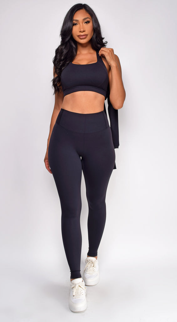 Rhythm Black Jacket Legging Bra 3 Piece Active Set – Emprada