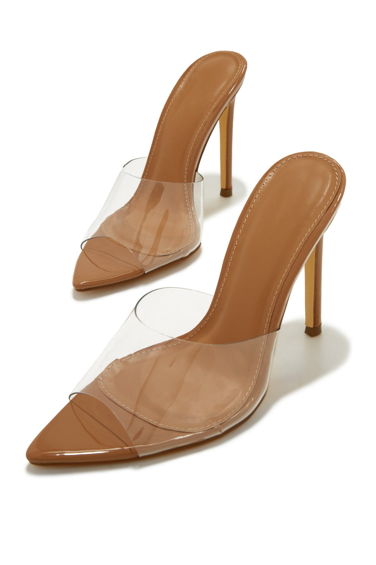 Gia Clear Pointy Toe Heels - Mocha – Emprada