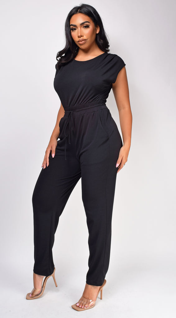 Novi Black Tie Waist Jumpsuit – Emprada